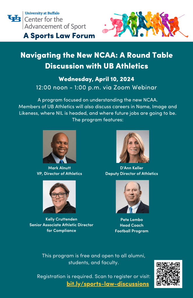 Excited to host our Sports Law Round Table with UB Athletics April 10 ...